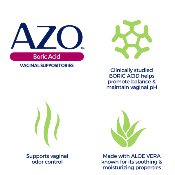 AZO Boric Acid Vaginal Suppositories (30 Count) – Femcare Ghana