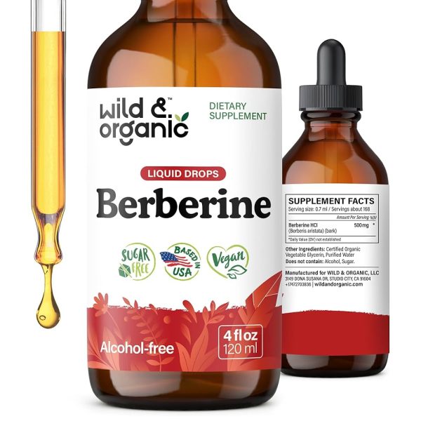 Wild & Organic Berberine Liquid Drops – 500mg Berberine Supplement HCL ...