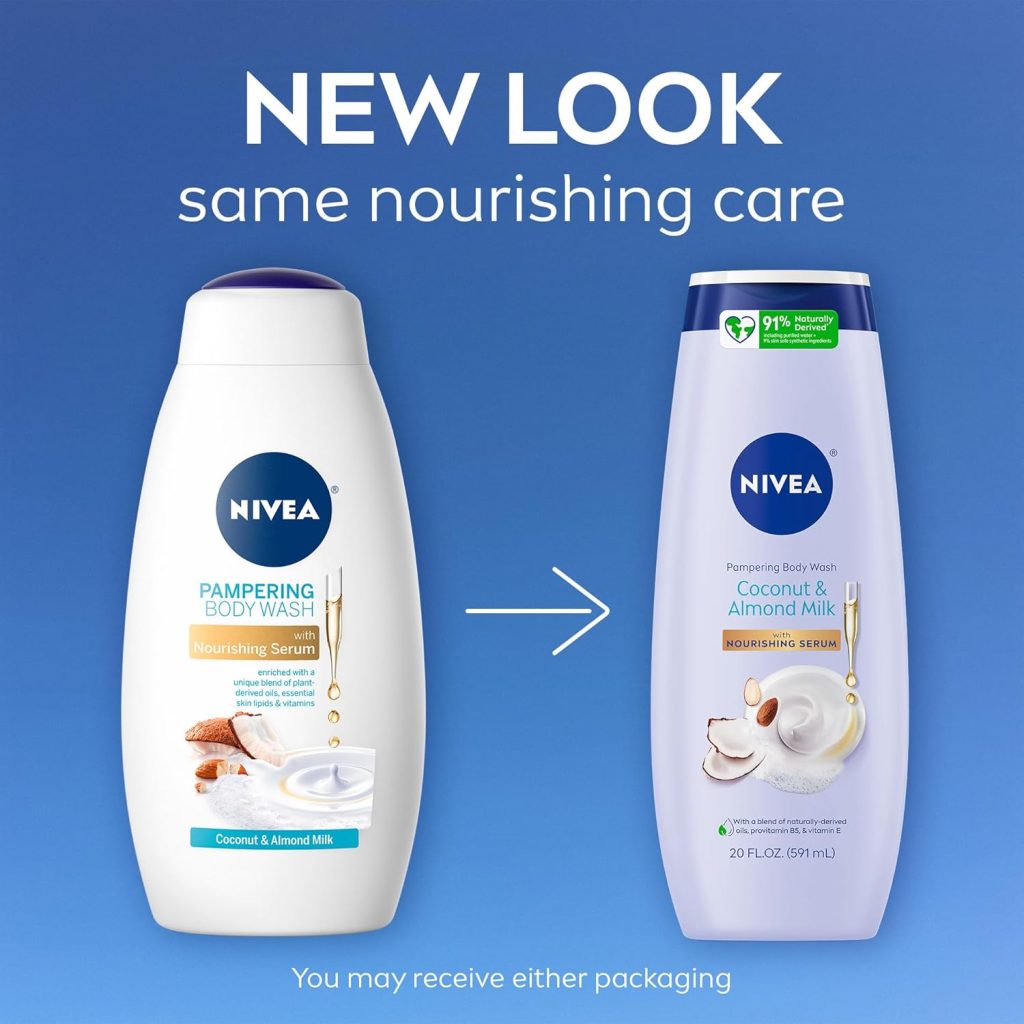 NIVEA Pampering Coconut and Almond Milk Body Wash with Nourishing Serum ...